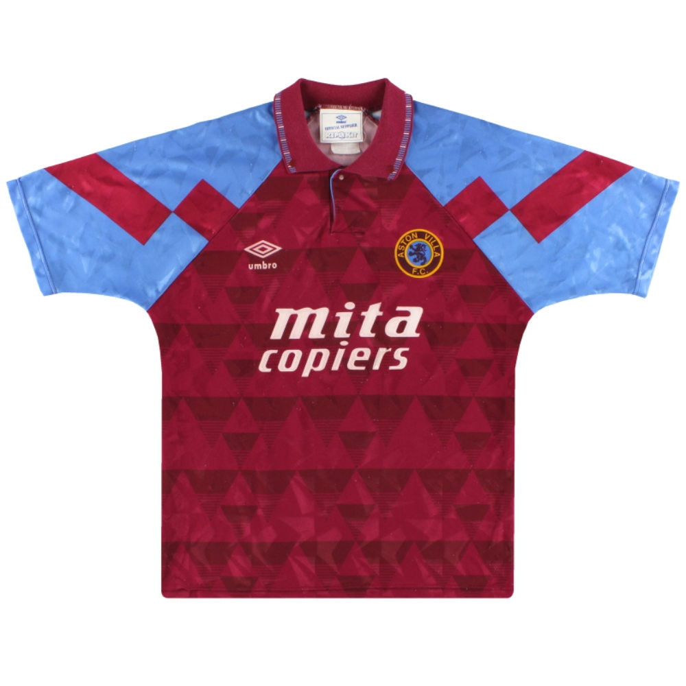 Aston Villa 1990 92 Home Shirt Good Classic Football Kit